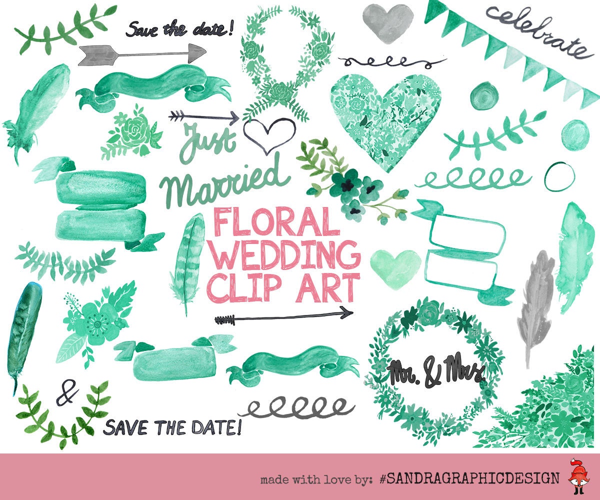 Floral Wedding Clipart, Wedding Flower Clipart, Digital Wedding Clipart ...