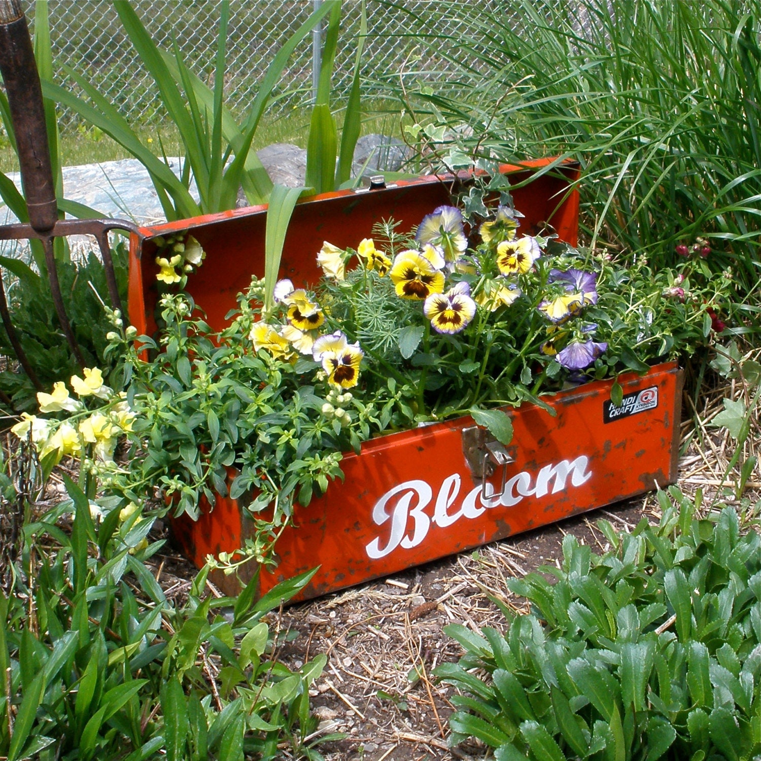 Metal Red Toolbox Vintage Rustic Chippied Farmhouse Shabby Chic ...