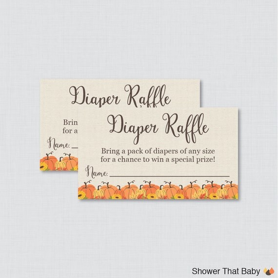 Pumpkin Baby Shower Diaper Raffle Tickets and Diaper Raffle