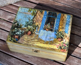 Decoupage tea box | Etsy