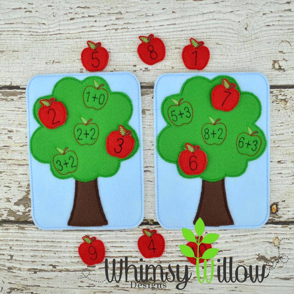 Fruit Addition Number Match Felt Board ITH by WhimsyWillowEmb