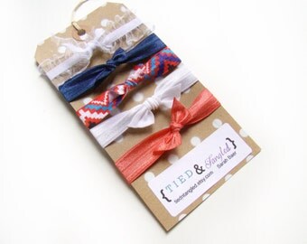 Items similar to 3 Elastic HAIR TIES, Spring Hair Ties, Yoga Hair ...