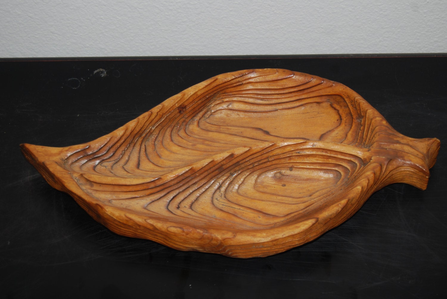 Wood serving leaf. Handmade wood serving leaf tray. Wooden food tray ...