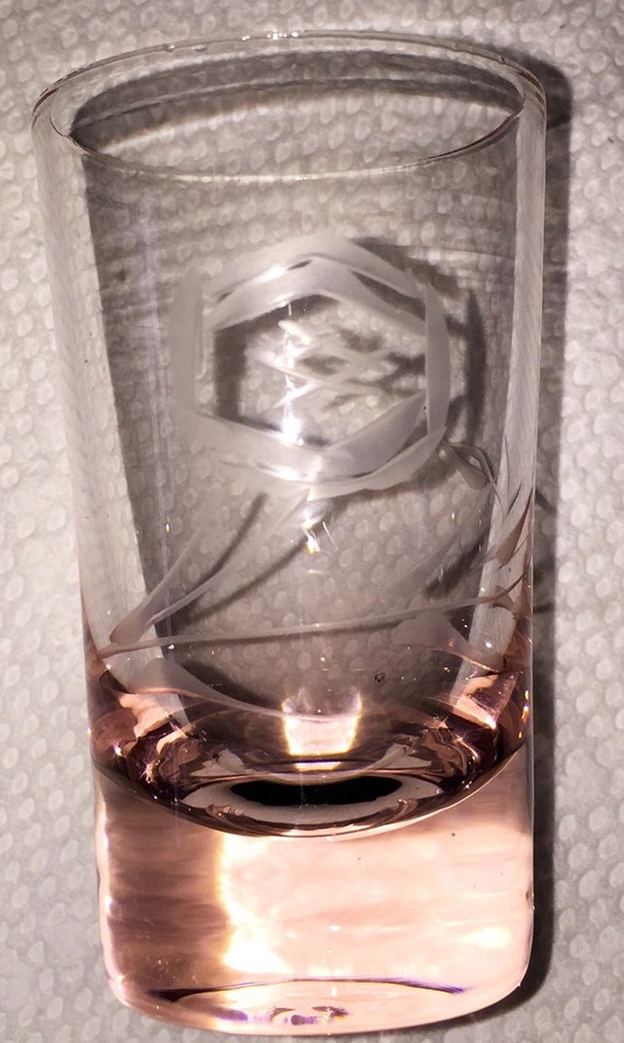 Vintage Pink Etched Flower Shot Glass By Napco By Ratrodwarehouse