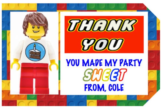 Lego THANK YOU Party Gift Tags Favor Bag Tags Topper by KJROXTON