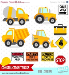 EASTER SALE 40% OFF Construction Trucks Digital Clipart | Ocean Digital ...