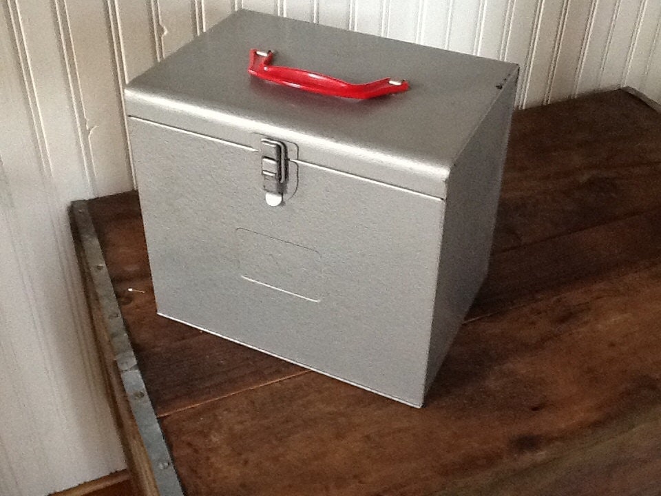 Vintage metal file box – Industrial storage – scrapbook storage ...