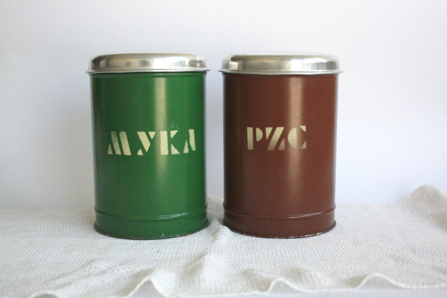 Set of 2 Vintage Soviet Metal Containers for Kitchen Decor – Haute Juice
