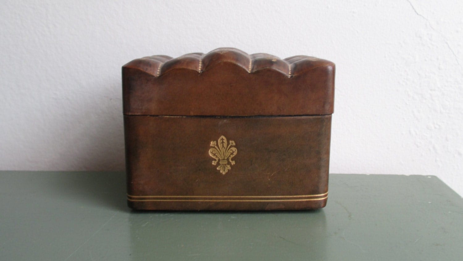 Vintage Italian Leather Business Card Holder Box – Small Decorative Box ...