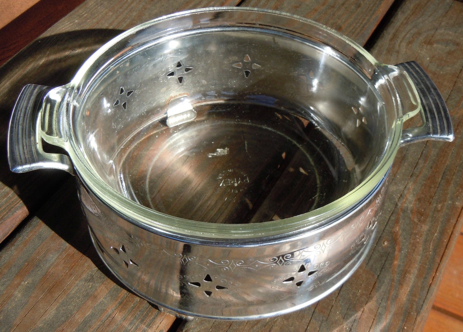 Vintage Pyrex Glass Casserole Serving Dish with Footed Metal Stand ...