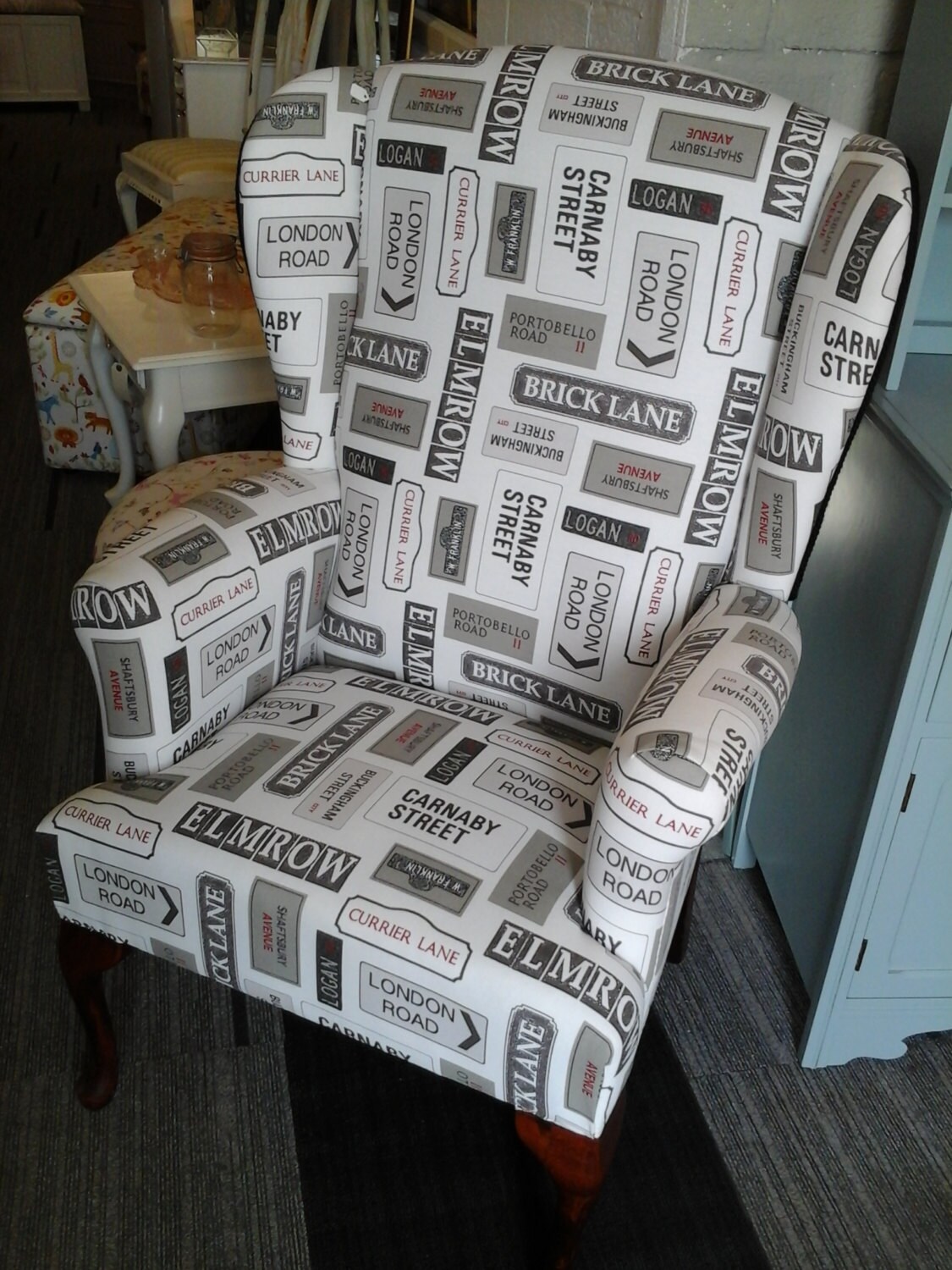 Fully Upholstered ‘London Streets’ Funky Wingback Chair – Haute Juice