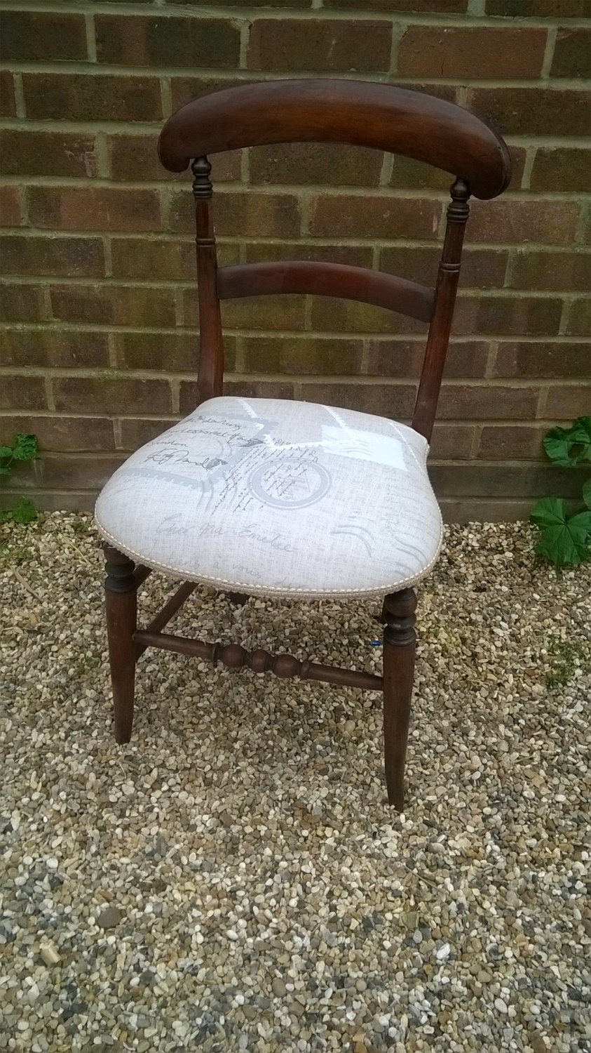 Dark Wood Upholstered Script Chair – Haute Juice