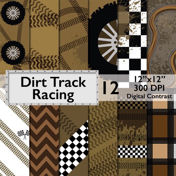 Dirt Track Racing Digital Paper Commercial Use
