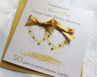 Golden wedding cards | Etsy