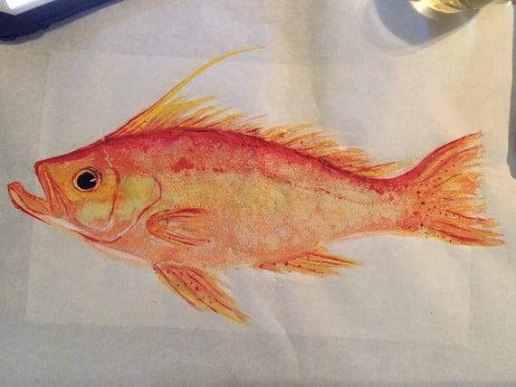 Original Gyotaku Fish Print: Long Tail Sea Bass