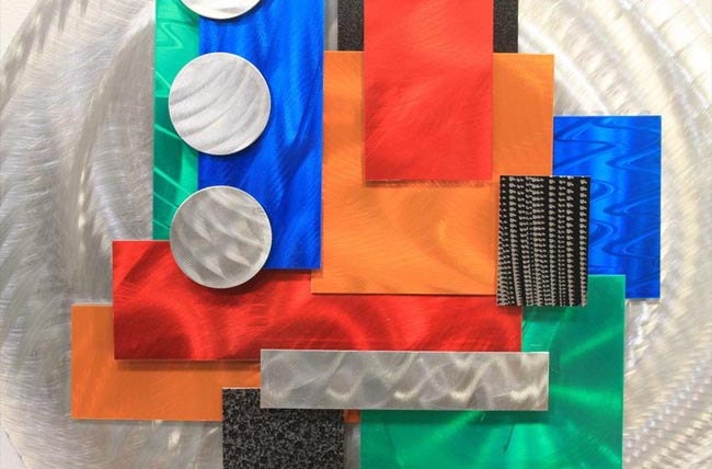 Multi-Color & Silver 3D Abstract Metal Wall Sculpture Round