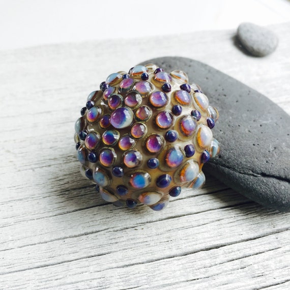 Handmade Lampwork Glass Blown Sea Urchin Focal Bead By Lorilochner
