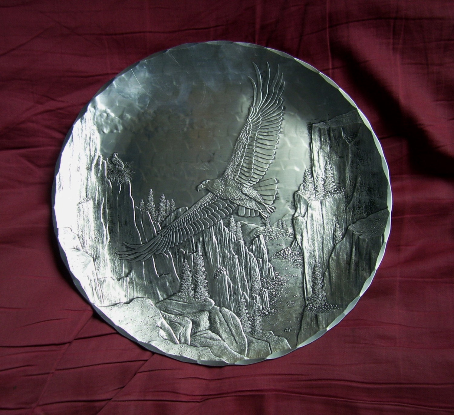 Wendell August Forge Bald Eagle Plate Platter Aluminum Vintage