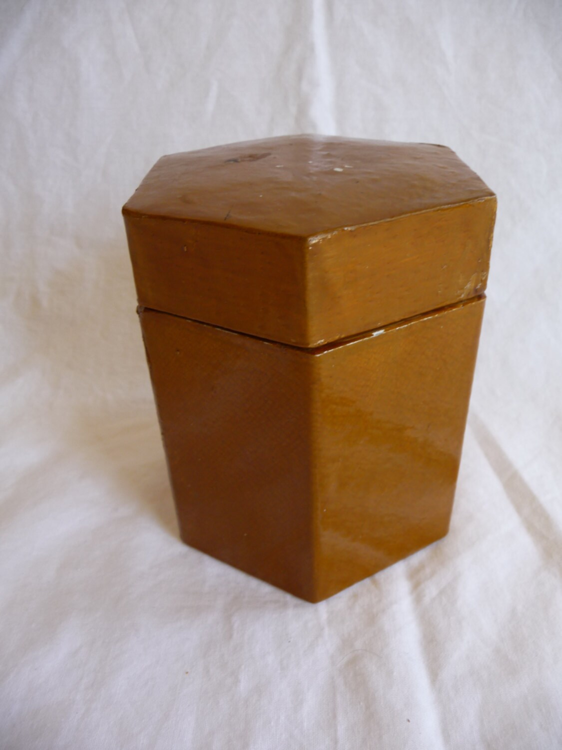 vintage container, hexagon container, lid container, vintage storage ...