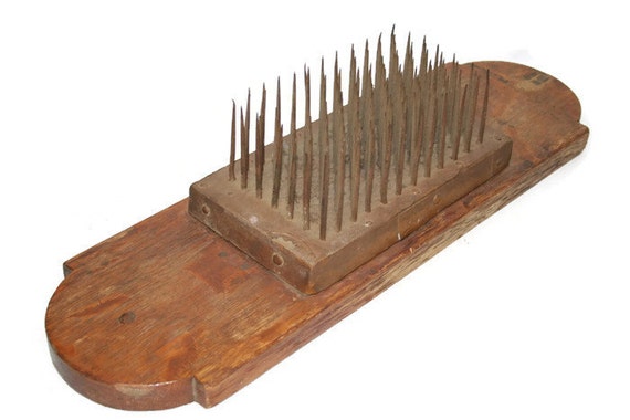 Antique Flax Hatchel made of Wood and Iron Primitive by artzybitz