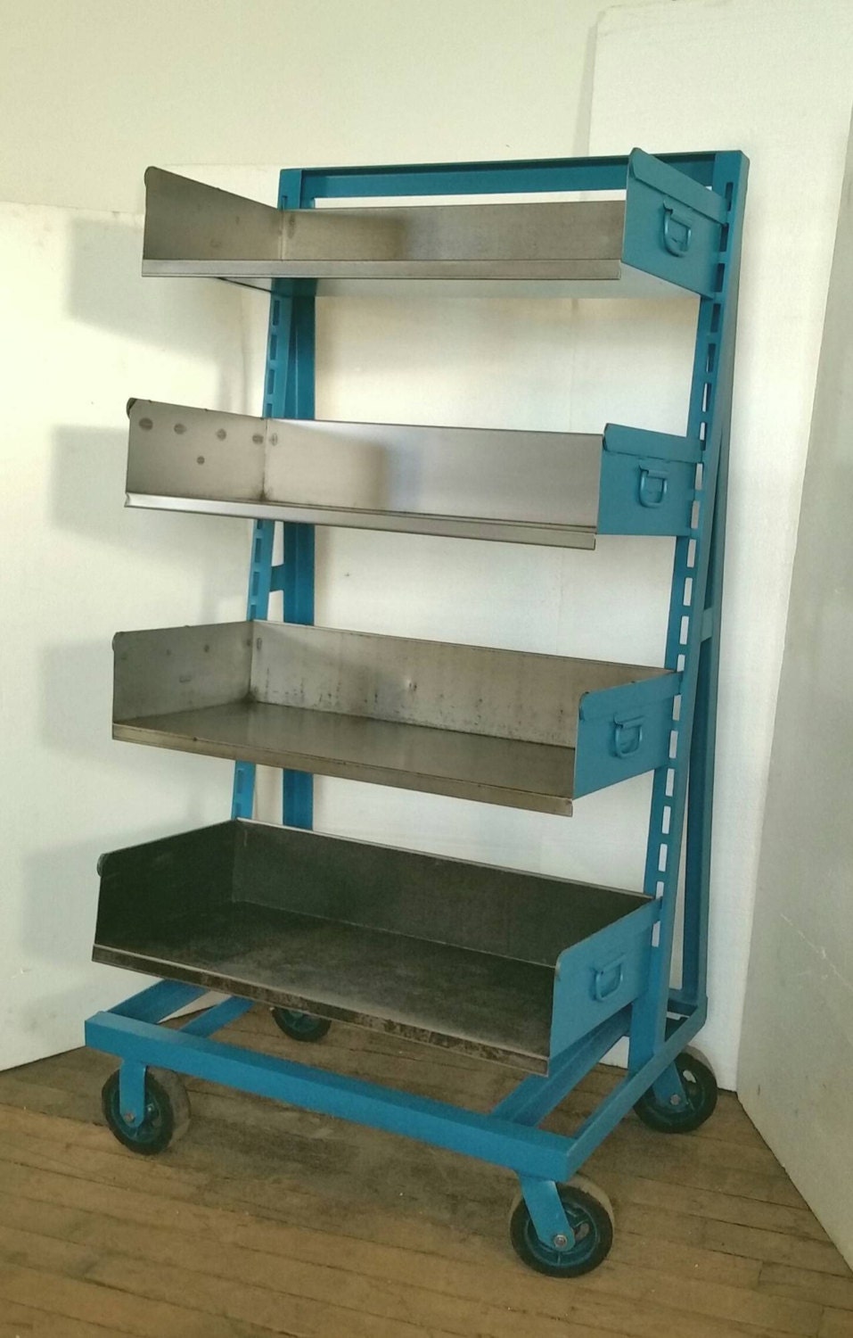 Industrial Blue and Steel Factory Storage A-Frame Rack as Shelving Unit ...