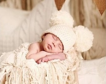 Baby pom pom hat | Etsy