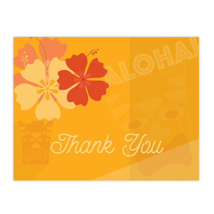 Luau Tiki Hawaiian Theme Thank You Cards Set Of 20 By Pixiechicago