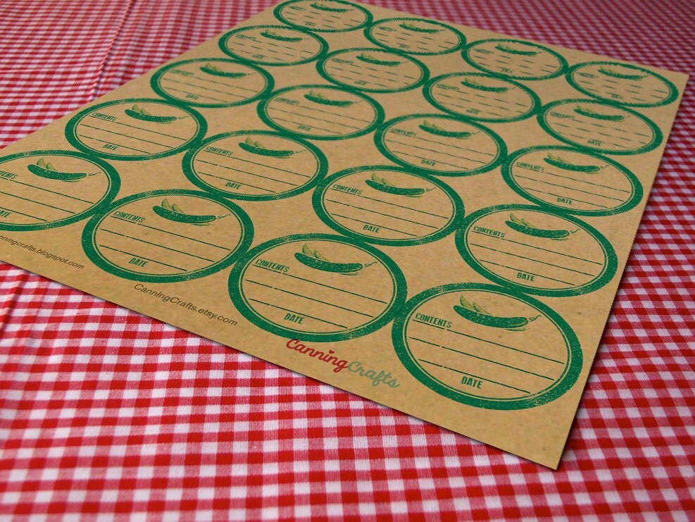 Rubber Stamp Pickle kraft paper canning jar by CanningCrafts