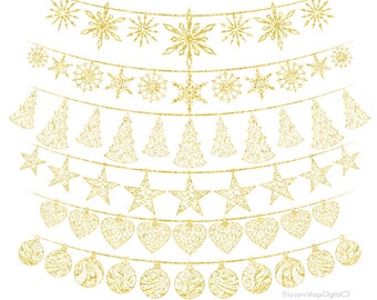 Christmas clipart Gold glitter snowflake clipart Holiday