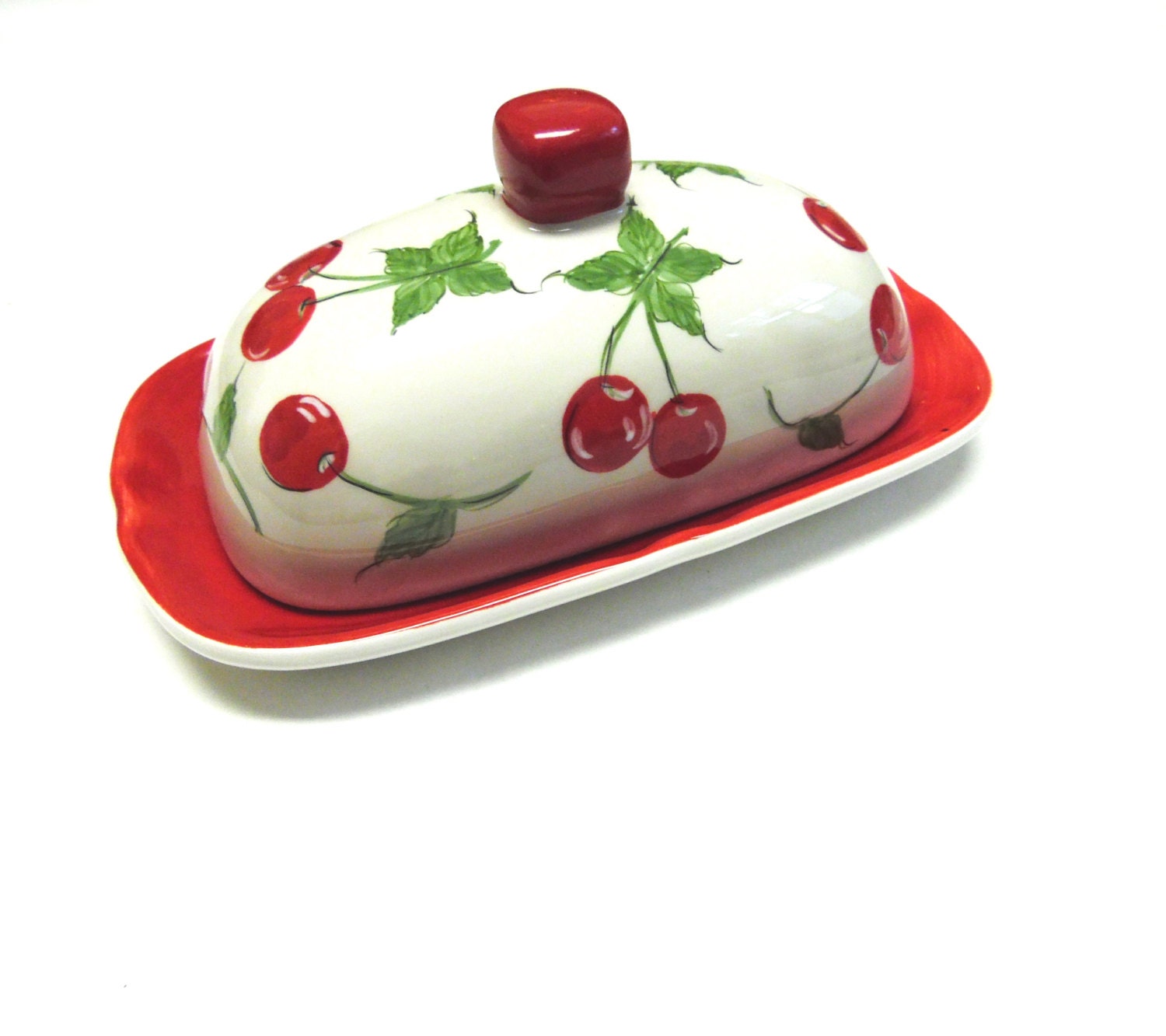 Cherry Butter Dish Large Keeper Red White – Haute Juice