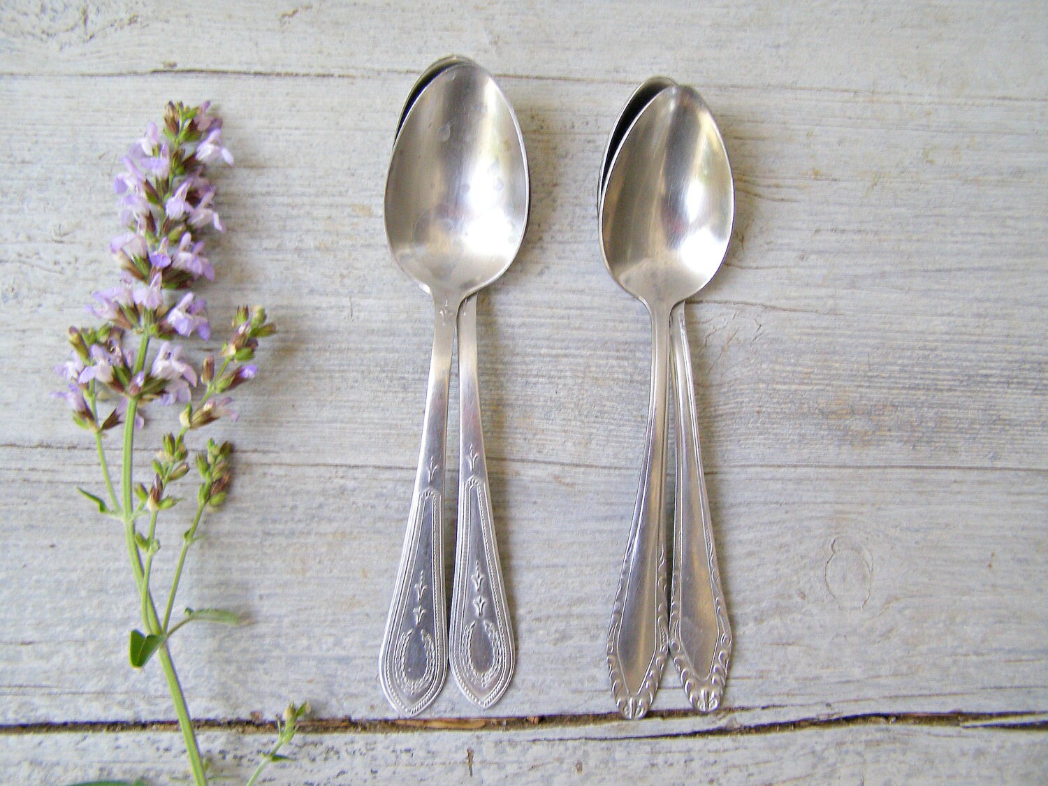 4 Vintage Silver Plated Serving Spoons, Mid Century Soviet Serving ...