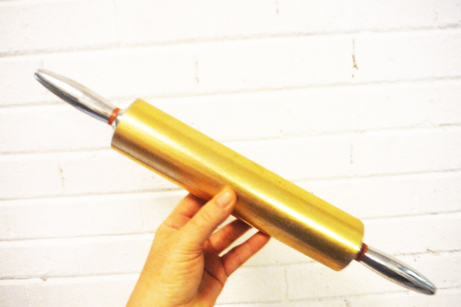 Vintage rolling pin aluminum and chrome retro mid century kitchen ...