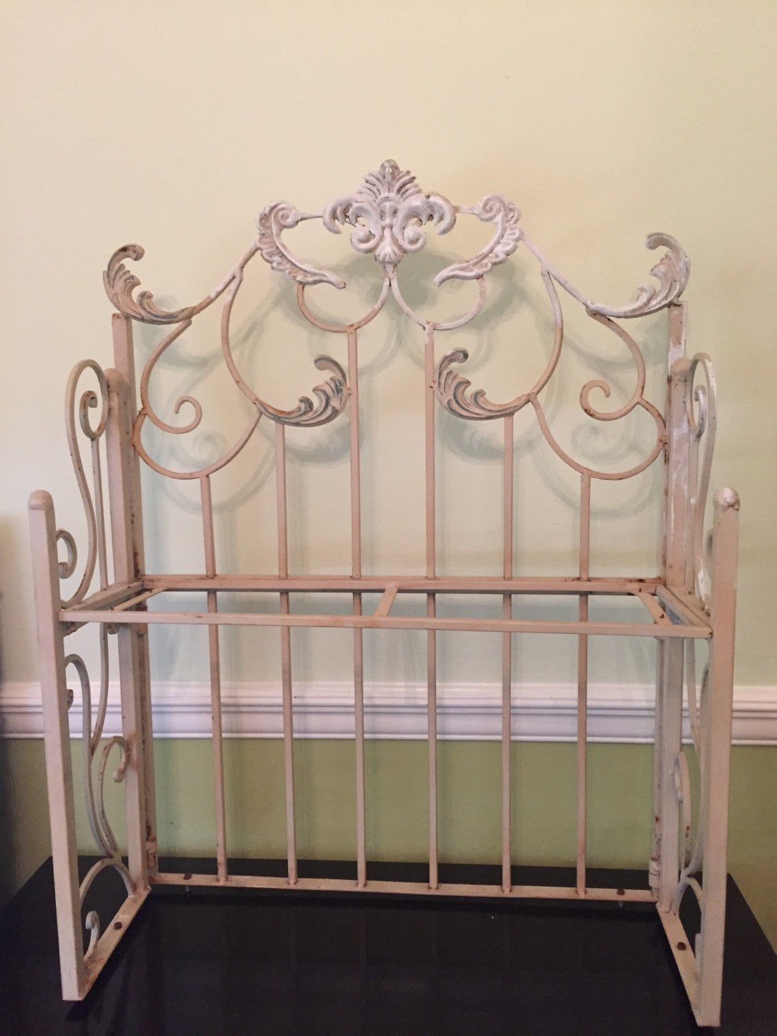 RESERVED FOR E Metal Folding Shelf White Intricate Shabby Cottage Shelf ...