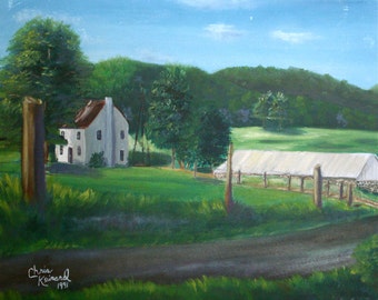 Farm house painting | Etsy