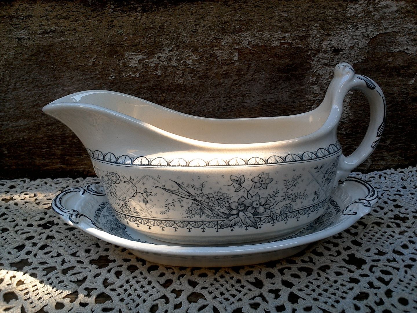 Vintage Johnson Brothers “Smoky Gray Blue” Lace Lattice Pattern ...