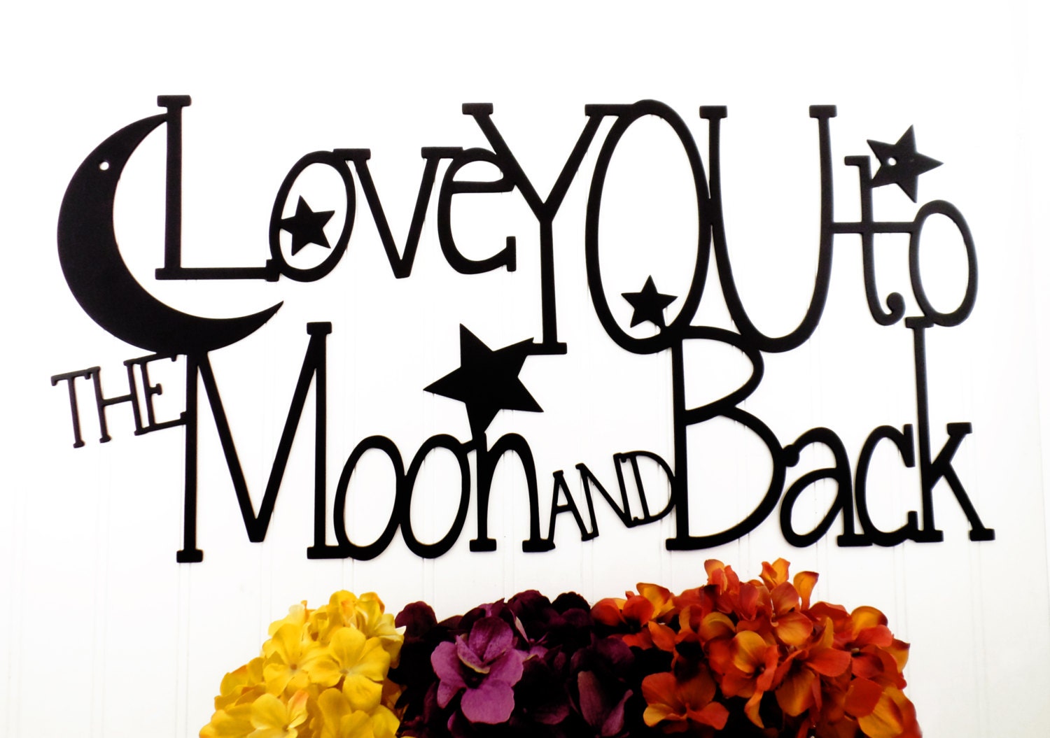 Love You To The Moon And Back Metal Sign Black 24x12 by ...