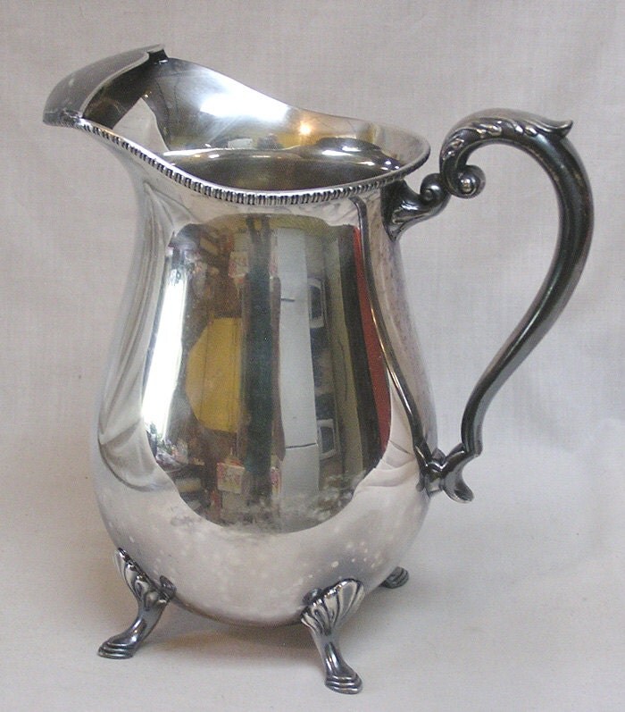 Vintage Silverplate Ice Water Pitcher on Four Legs Signed Crescent ...