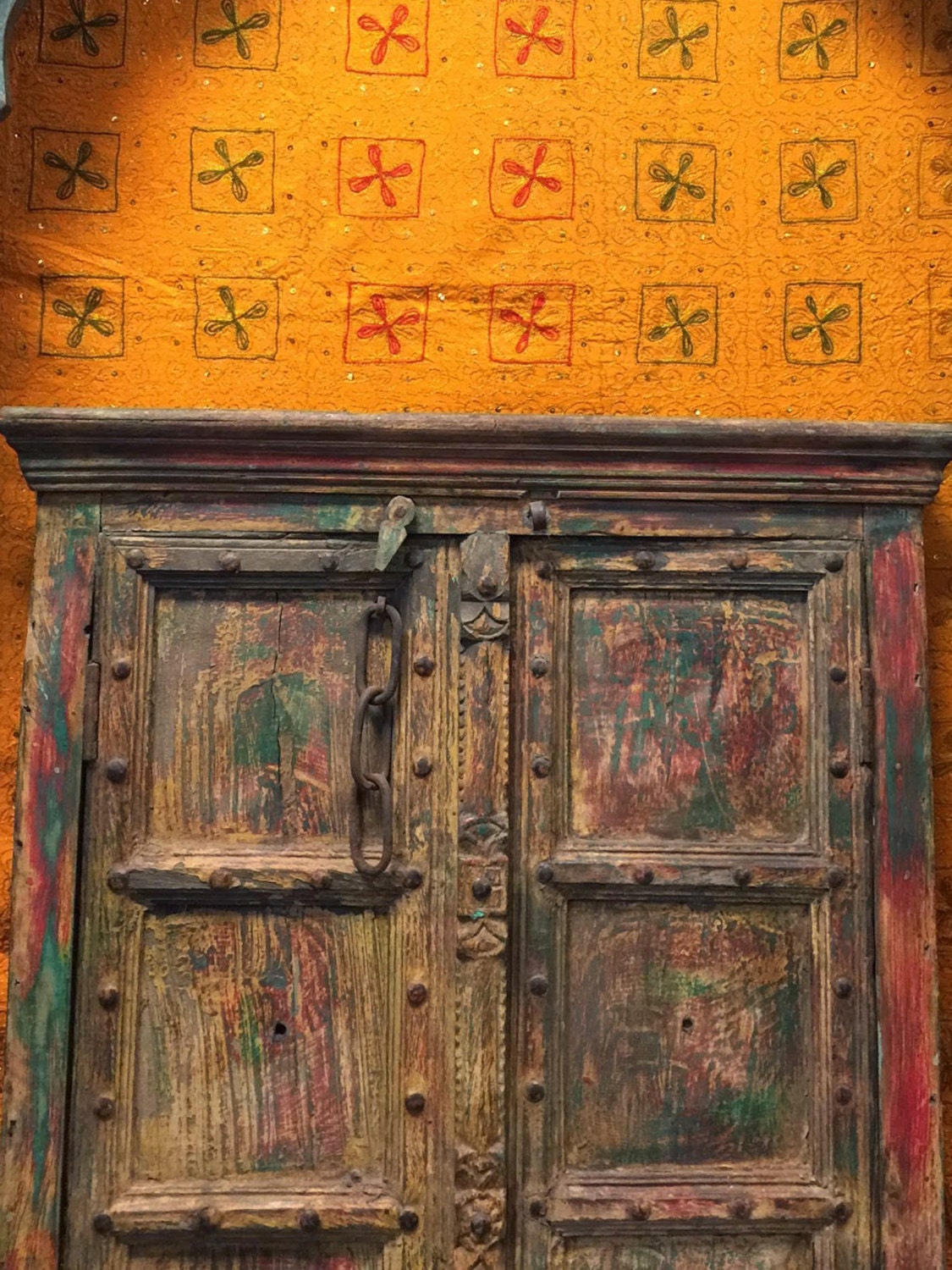 Antique Doors Frame Vintage Painted Architecture Double Panel Unique ...