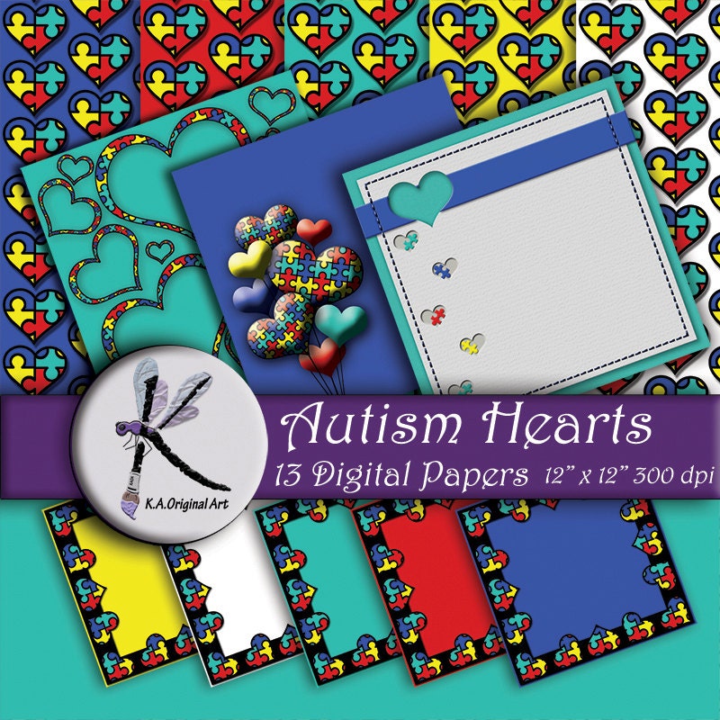 Autism Digital Printable Paper Pack INSTANT DOWNLOAD Puzzle