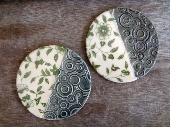 Items similar to Ceramic Coaster , Set of 2, Round Ceramic Coaster ...
