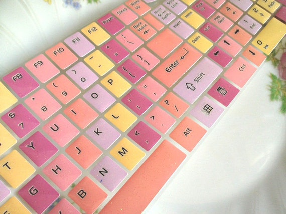 peach lavendar Keyboard sticker Glittler by StickersKingdom