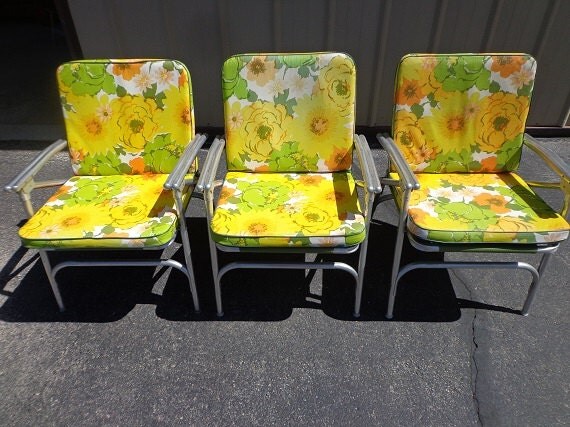 Set of 3 -1960s-70s vintage retro Lawn outdoor patio chairs with the ...
