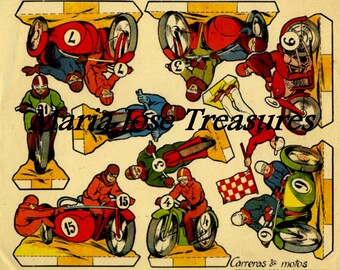 Vintage American Fire Engine Paper Doll Cut Outs Digital