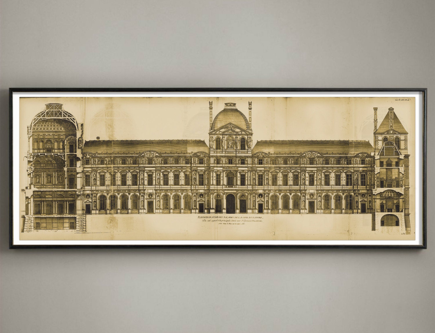 Paris Louvre Print : Elevation Louvre Paris by FirstClassDesignCo