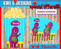80% OFF SALE Barney Popcorn box instant download, Printable Barney ...