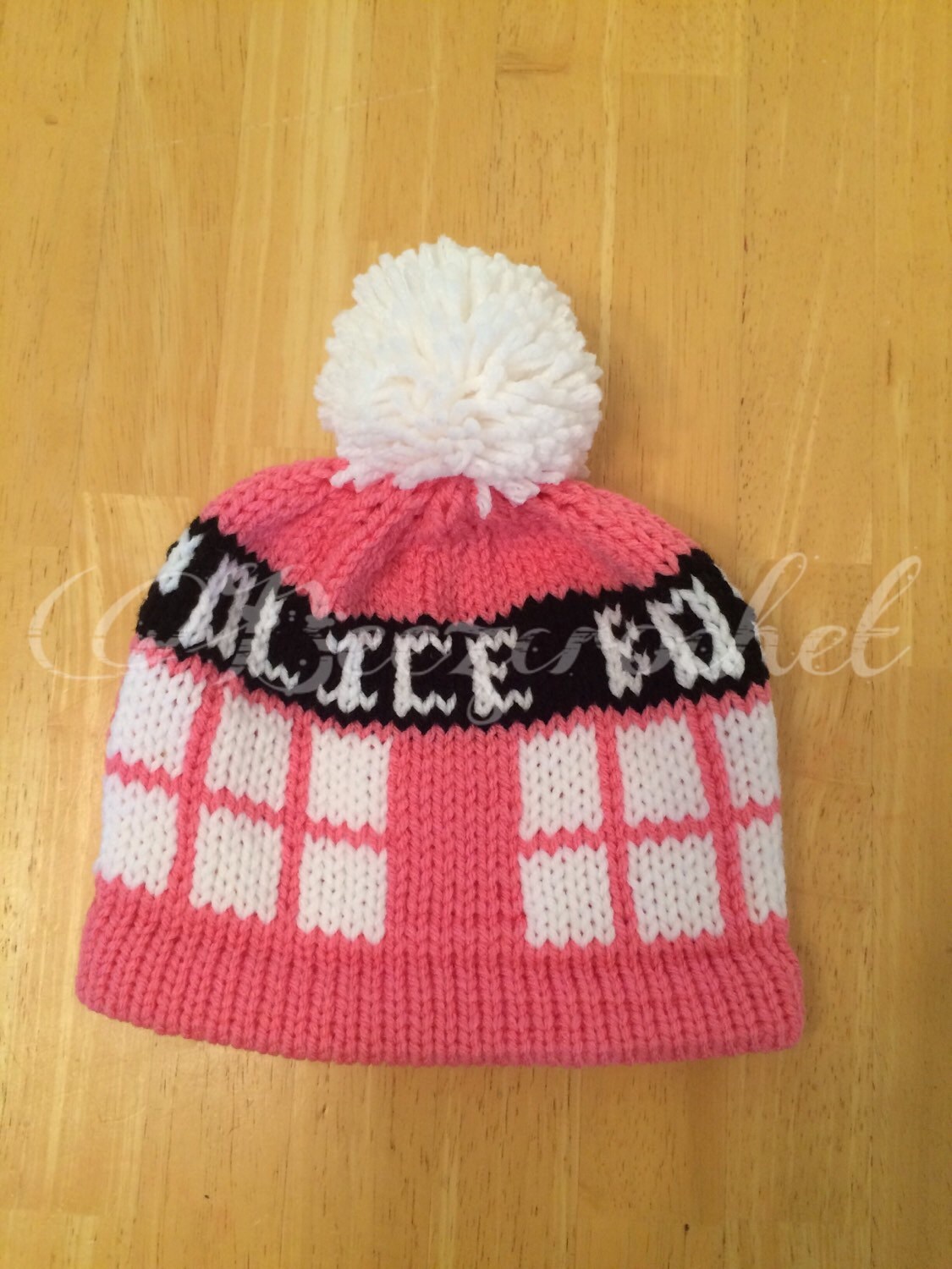 Pink and White Tardis Inspired Beanie