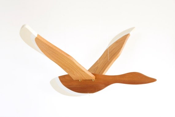 Wooden Flying Bird Mobile by GwynethHulseDesign on Etsy