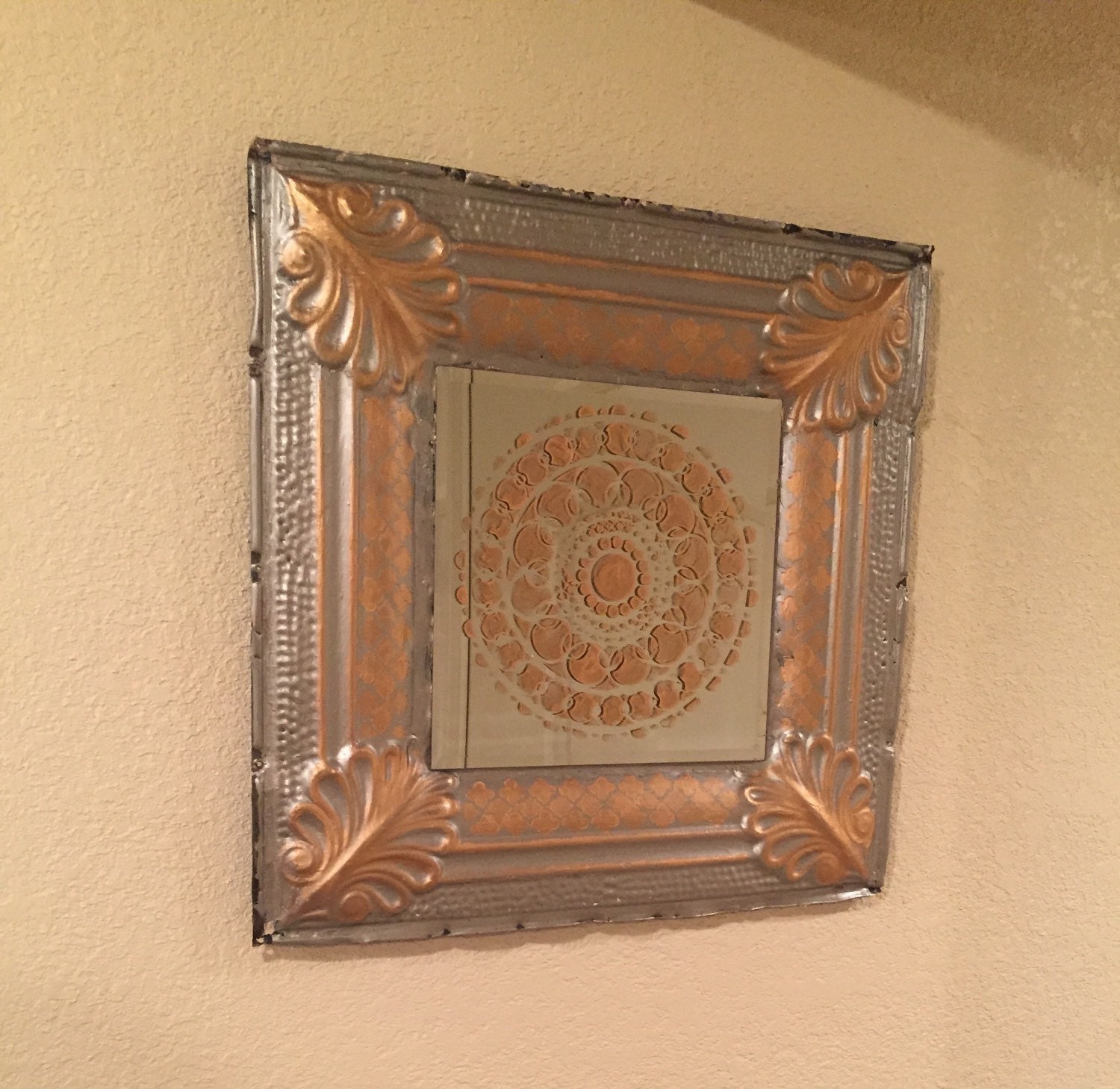 Antique ceiling tile mirror silver with gold by BizProductions