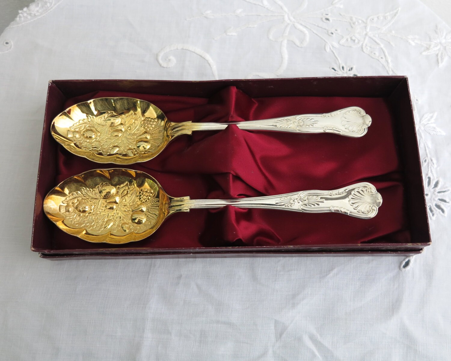 Vintage gold plated and silver plated large serving spoons, Whitehill ...