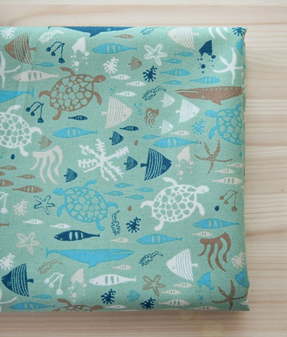Items similar to Aquarium Fish Pattern Cotton Fabric by Yard on Etsy